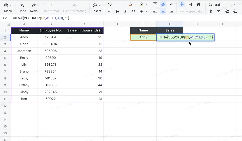 IFNA function for Sheets