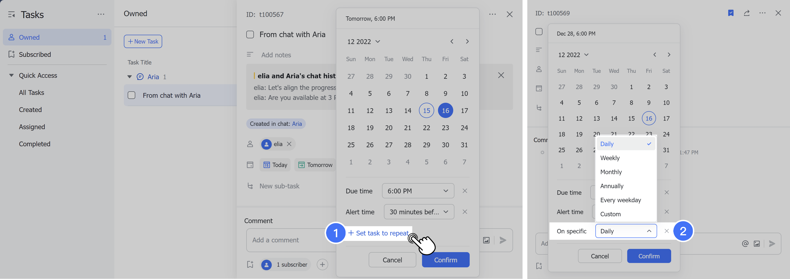 Create and manage repeating tasks
