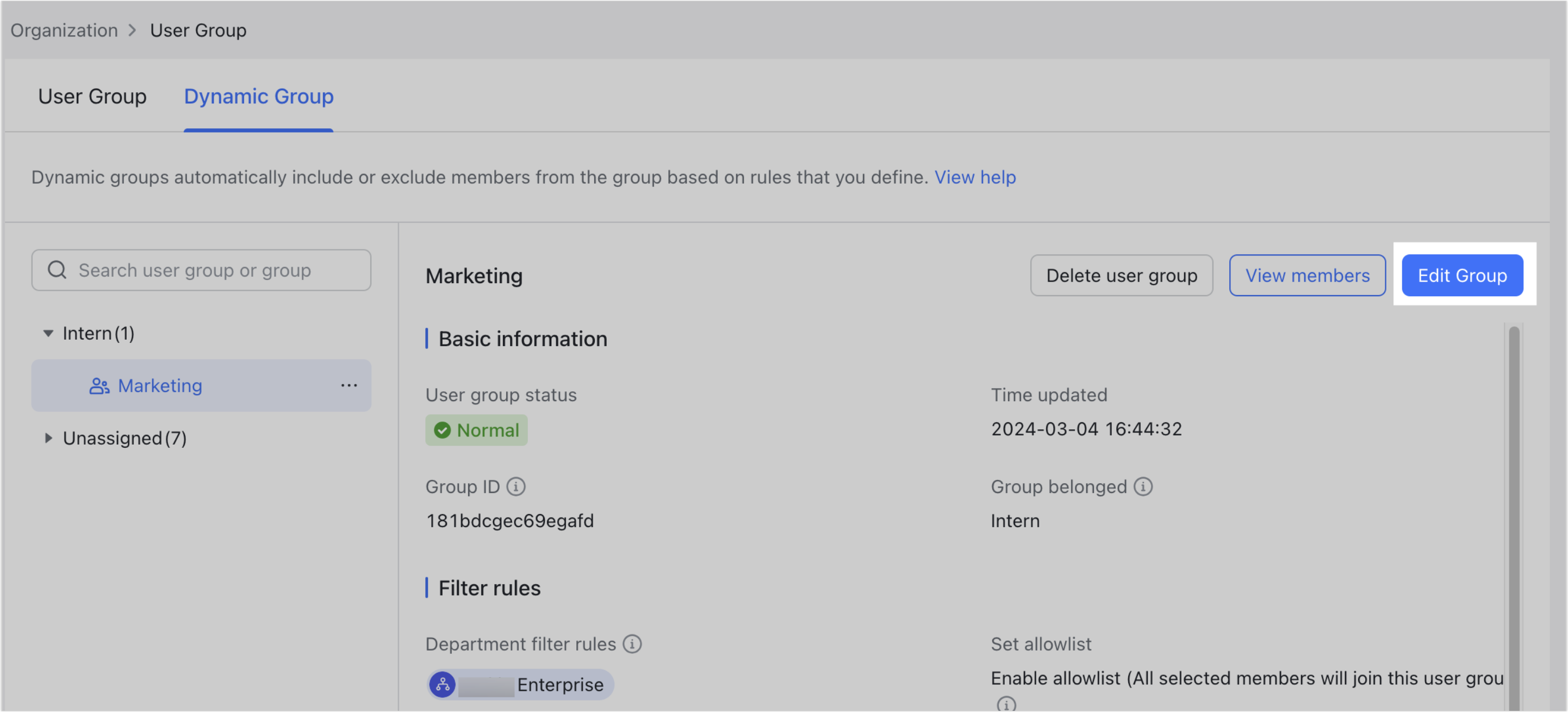 Admin | Configure dynamic groups