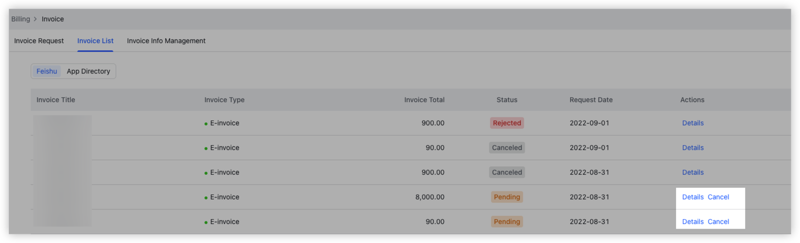Admin | Request invoices