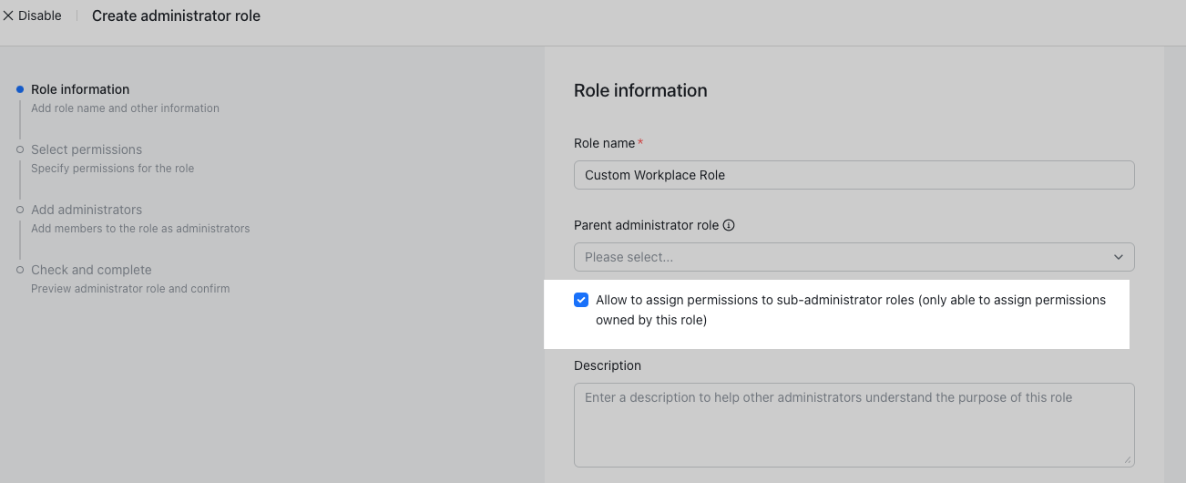 Set Custom Workplace management permissions