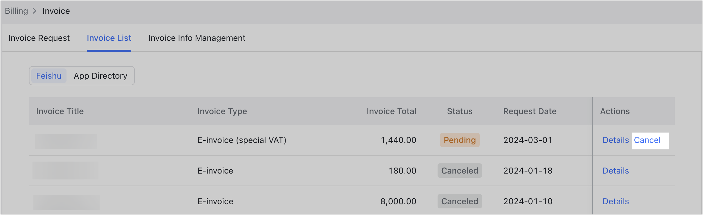 Admin | Request invoices and contracts