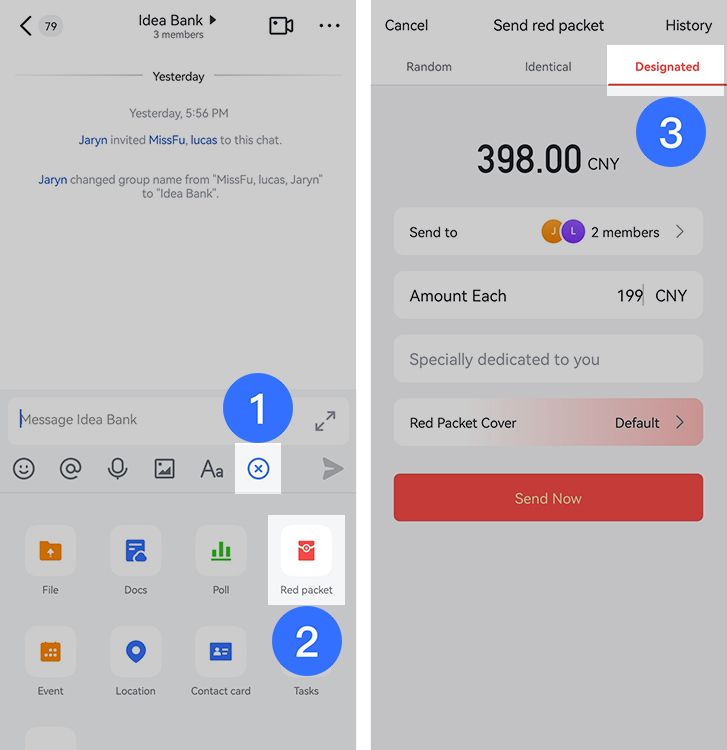 Send designated red packets in groups