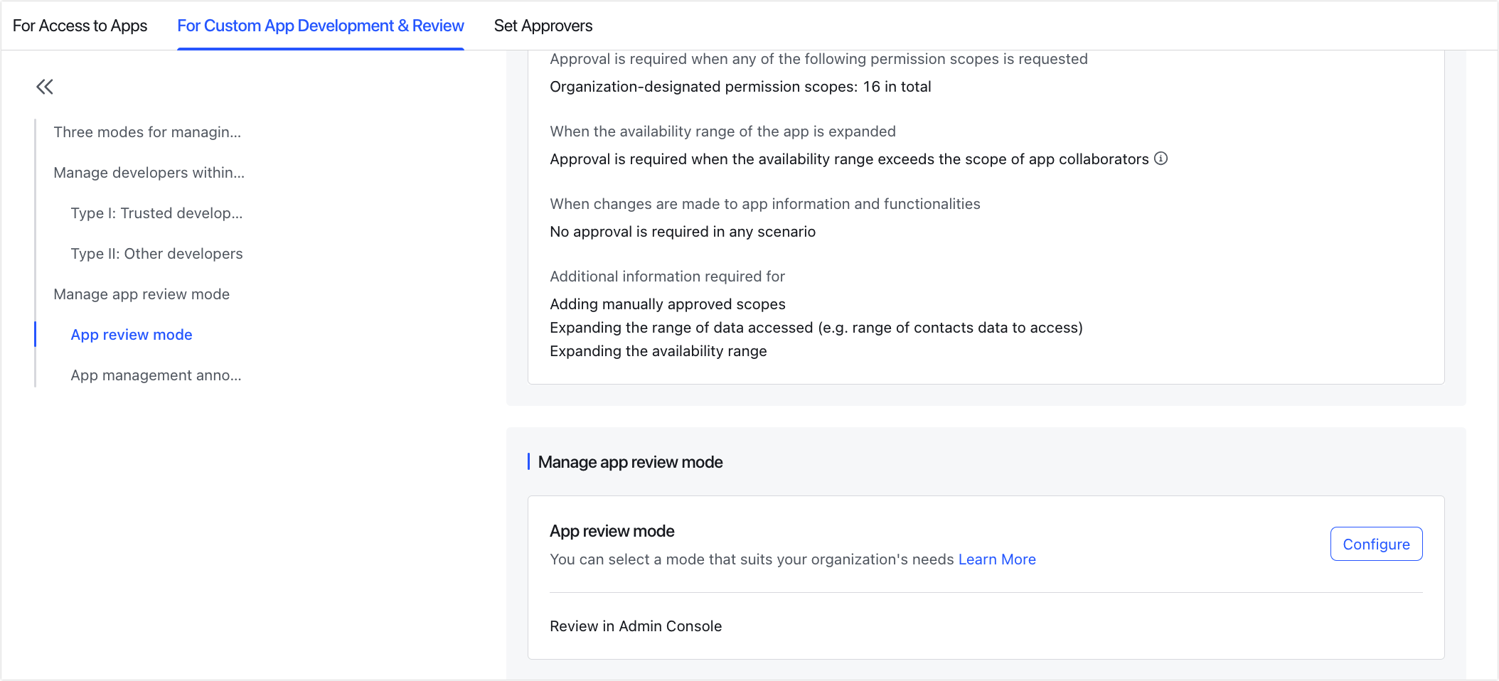 Guide for approval of custom app releases