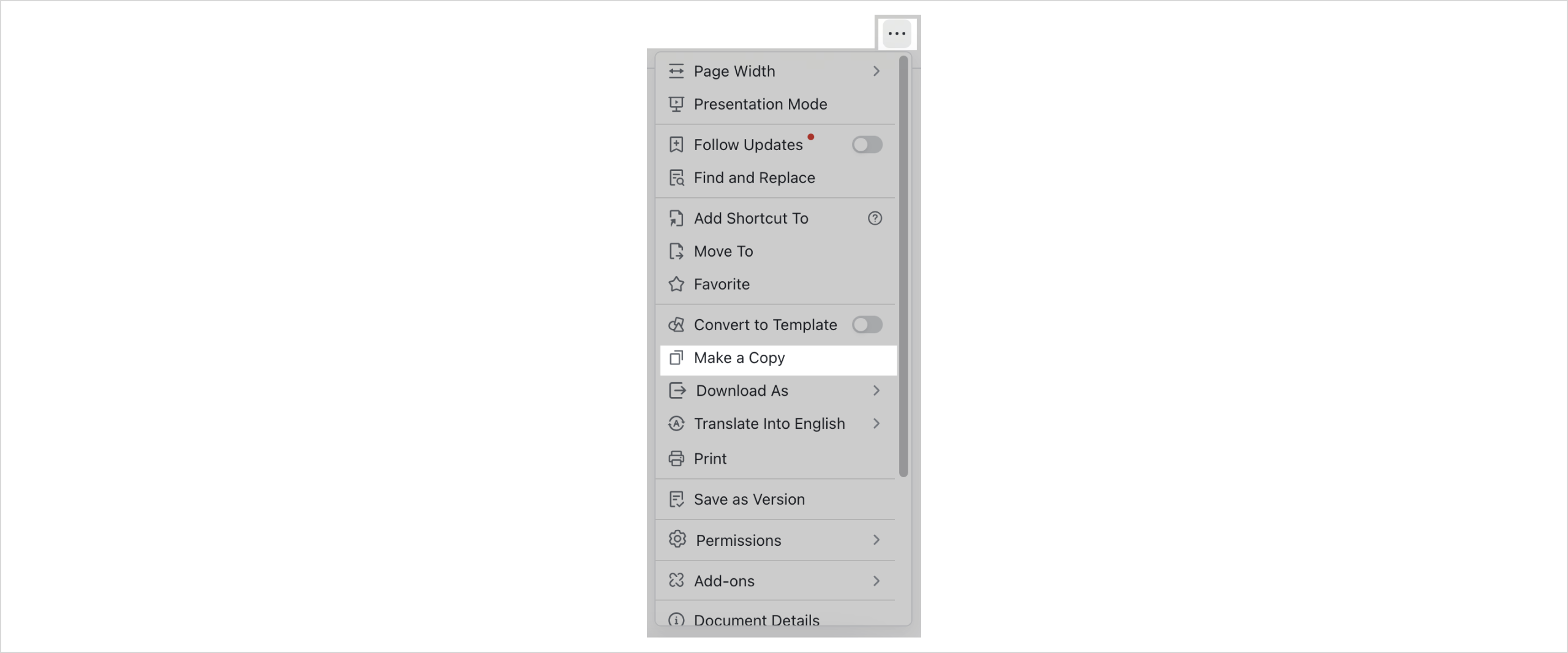 Make a copy in Feishu Docs