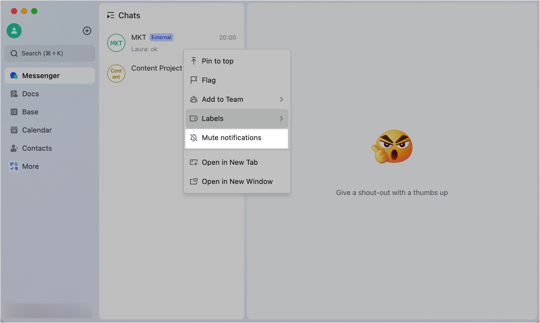 Mute chat notifications