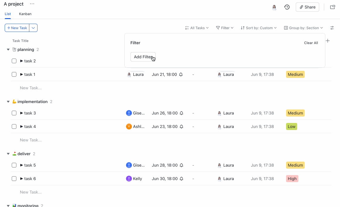Add custom fields in Task List