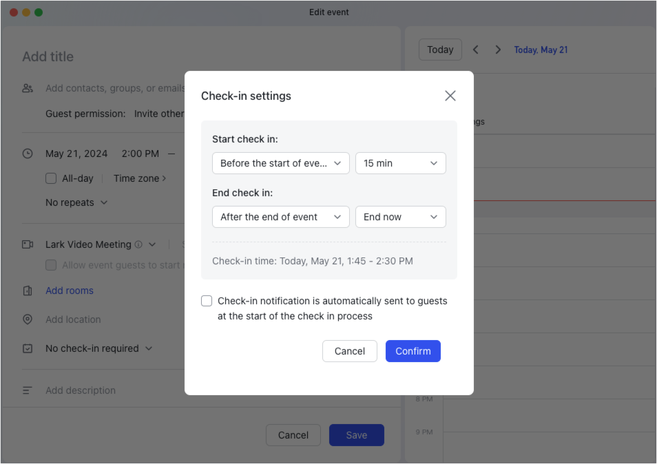 Use check-in for events