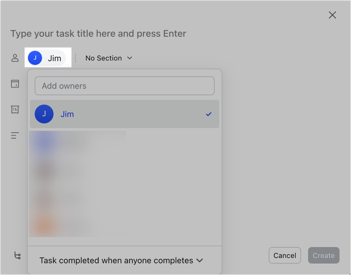Add task and sub-task owners