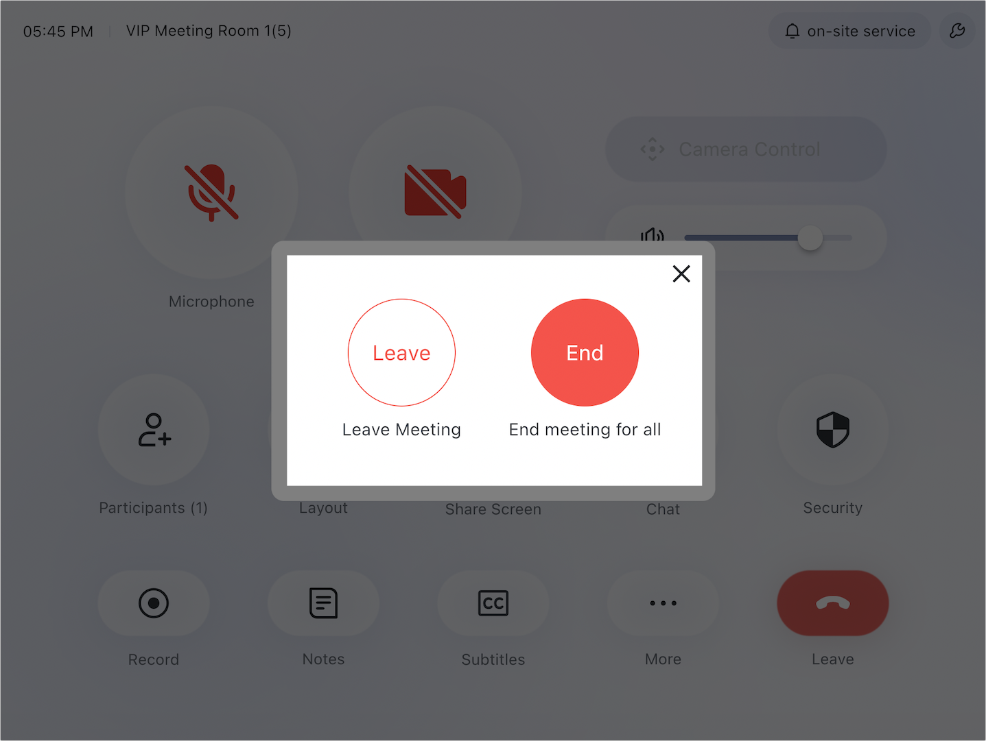 End or leave a meeting with Feishu Rooms