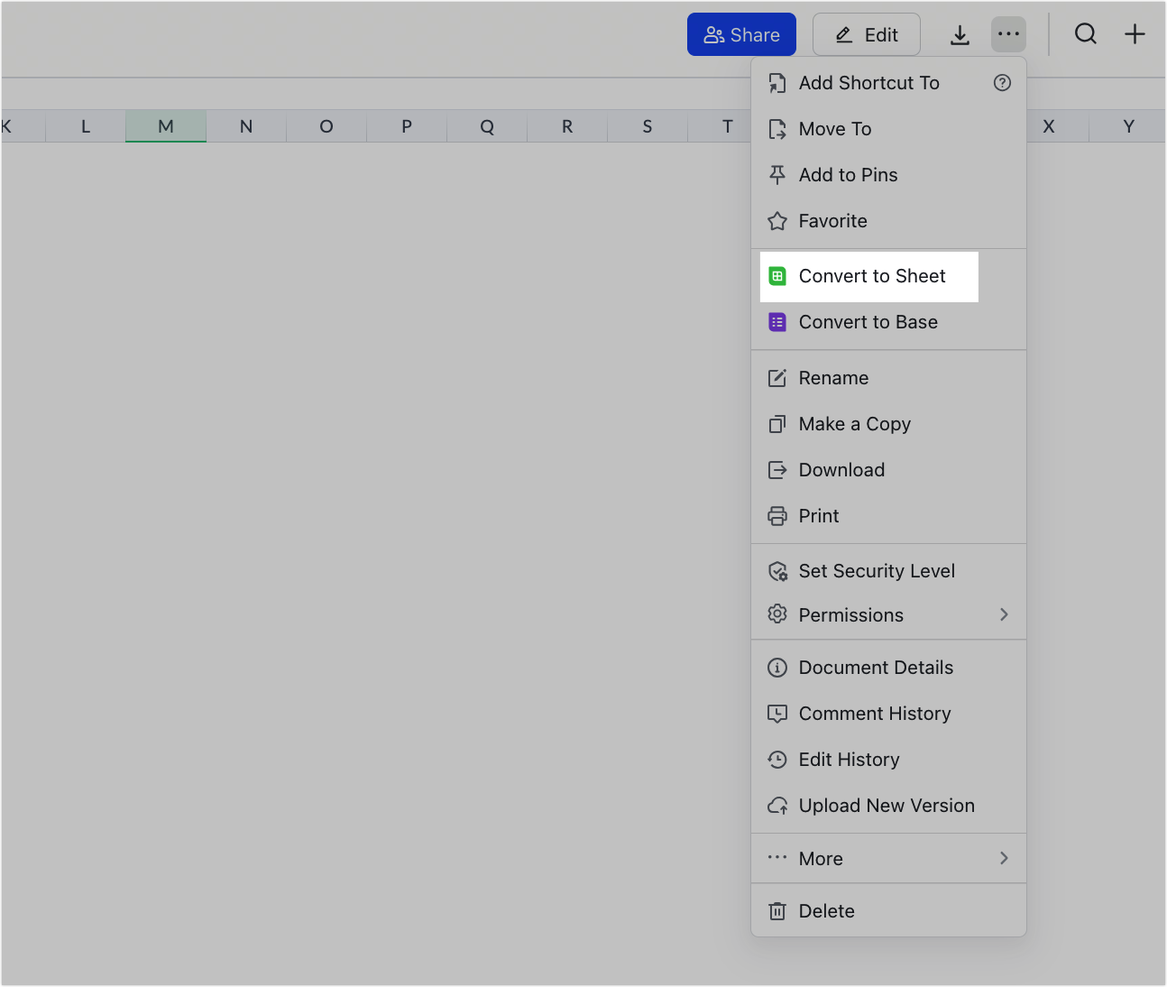 Import and convert Excel or CSV files into Sheets