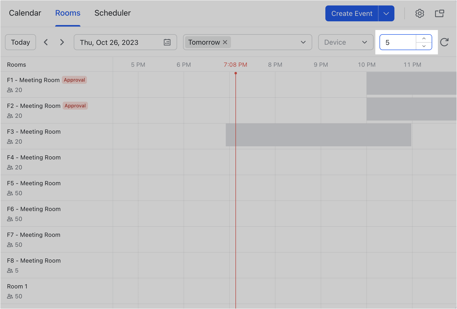 Reserve meeting rooms from Calendar