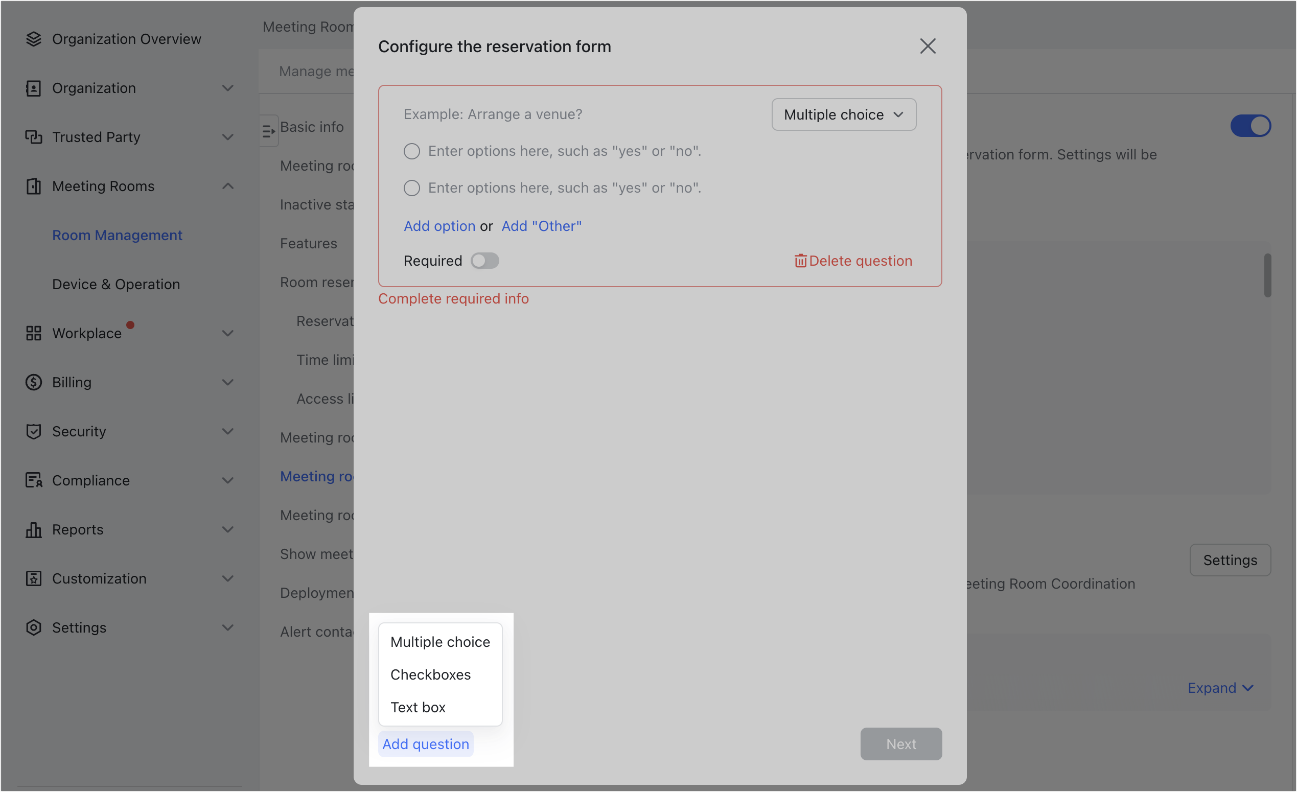 Admin | Create and use a room reservation form