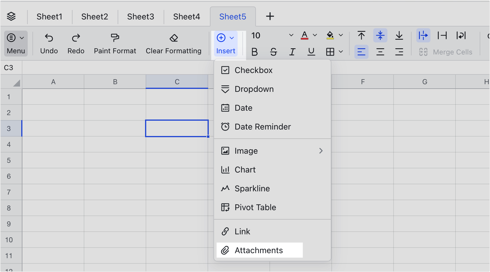 Use attachments in Sheets