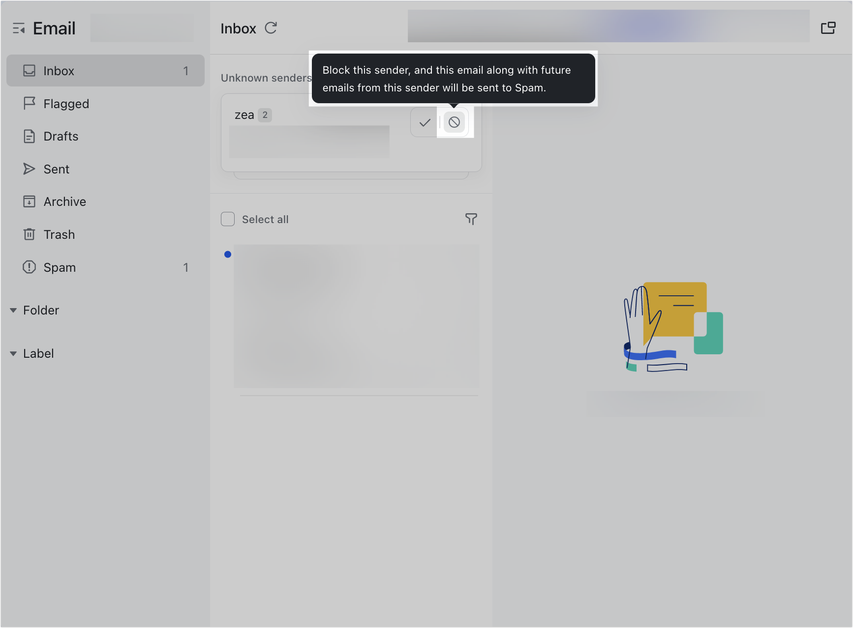 Filter out emails sent from unknown senders