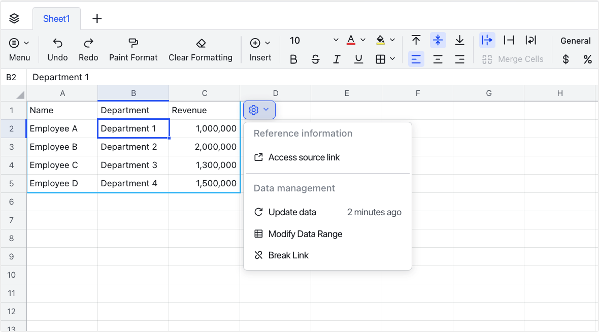 IMPORTRANGE function for Sheets