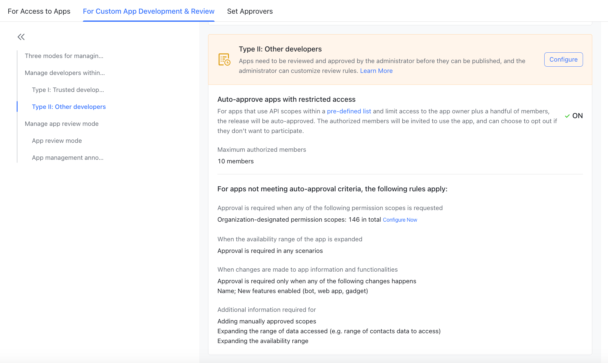 Guide for approval of custom app releases
