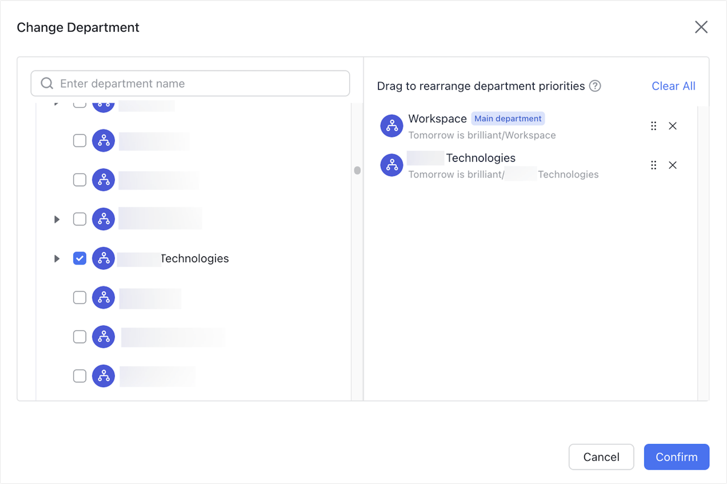 Admin | Change department for members