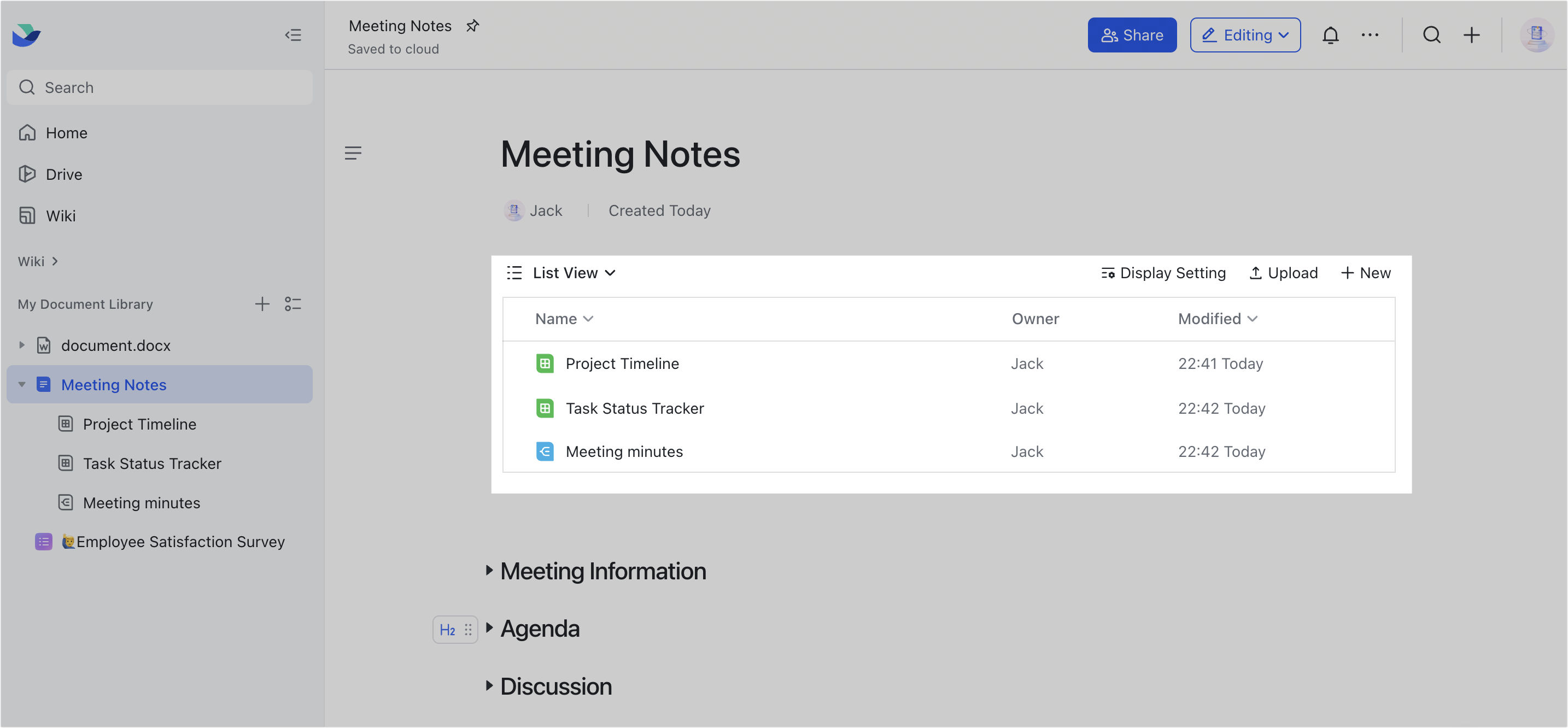 Use the sub-page list