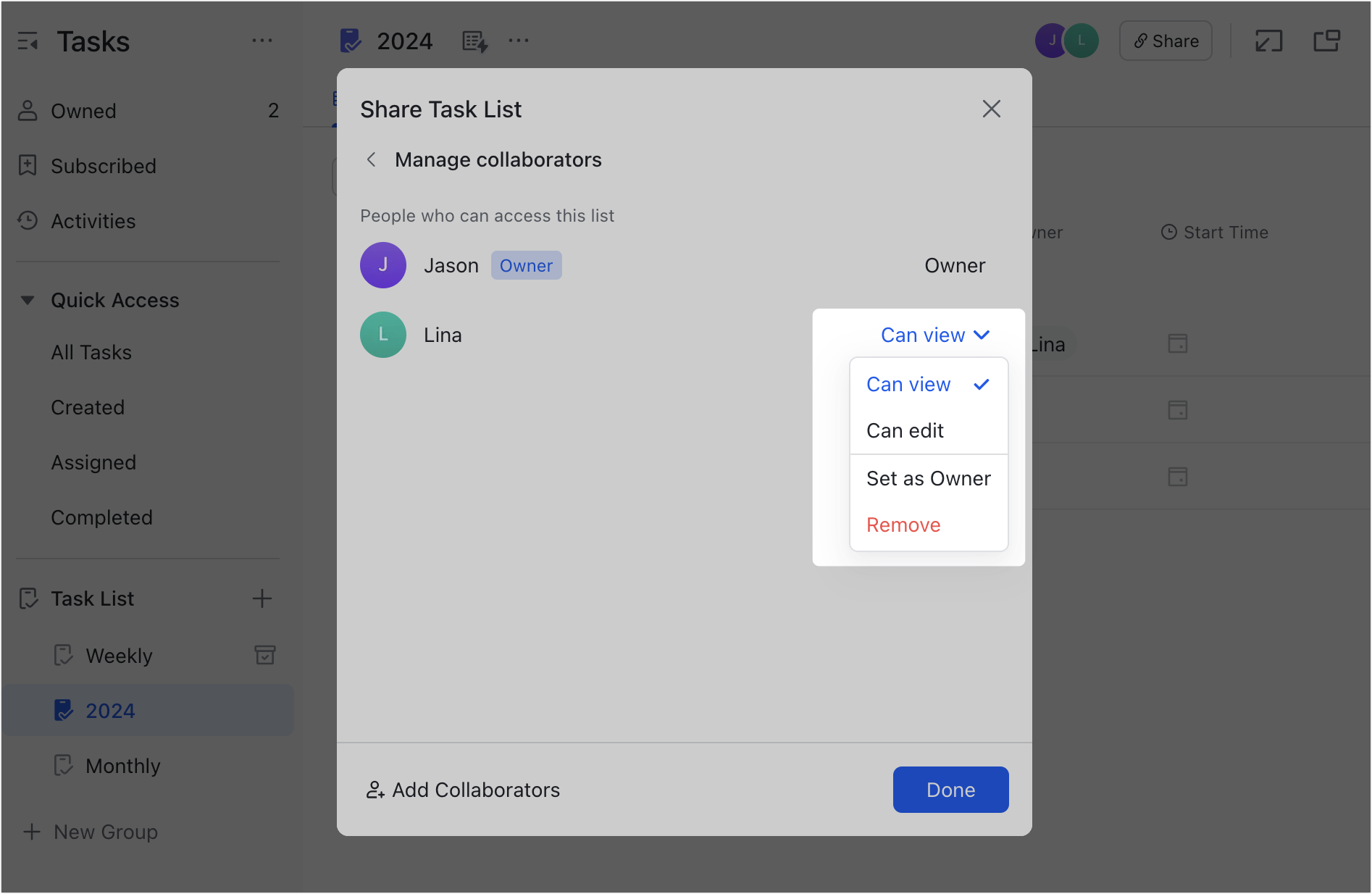 Create, share, and manage task lists