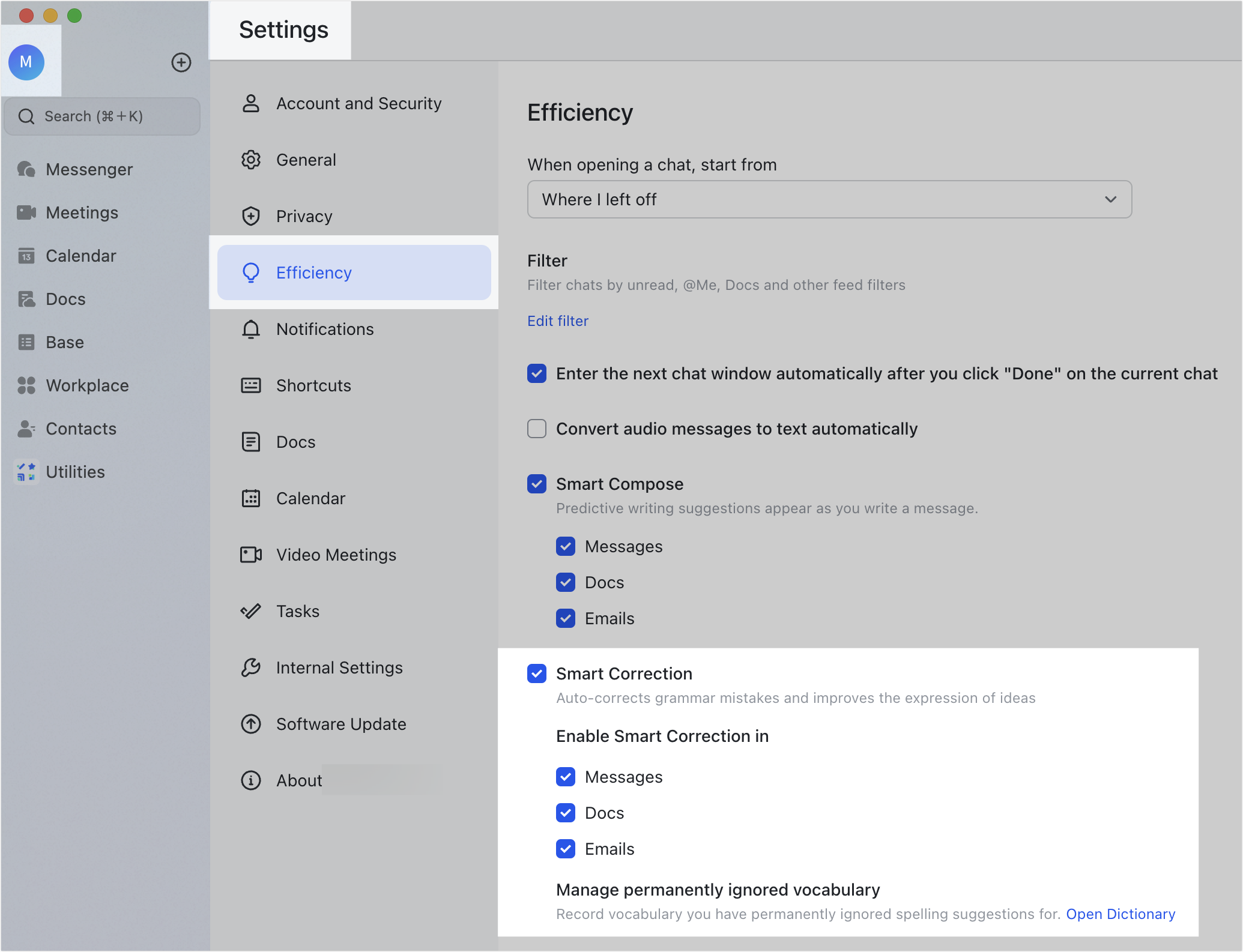 Use Smart Correction