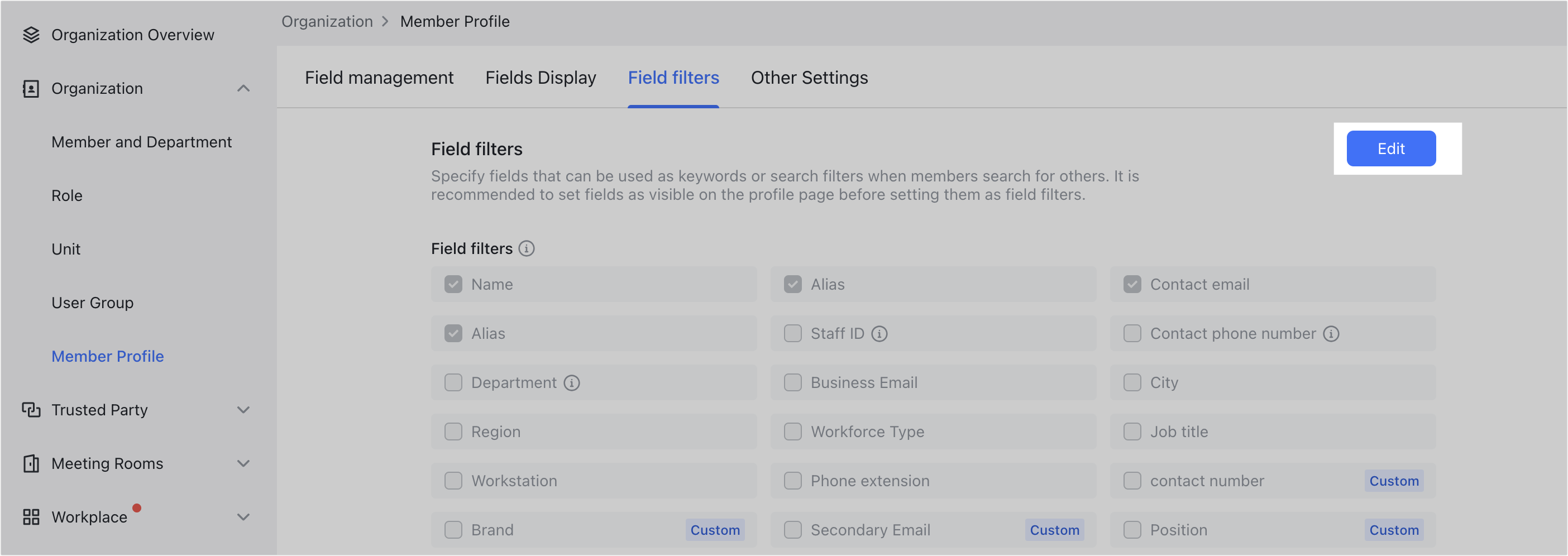 Admin | Allow members to search by custom fields