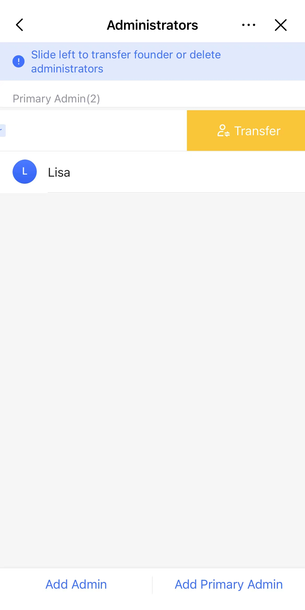 Admin | Transfer identity as an organization founder