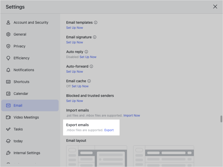 Export your emails