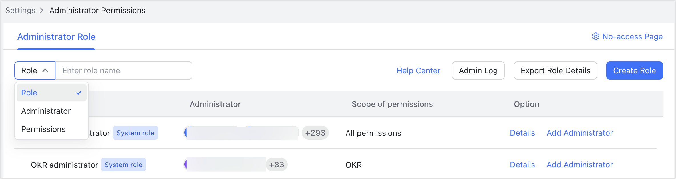 Admin | Add administrators and create administrator roles