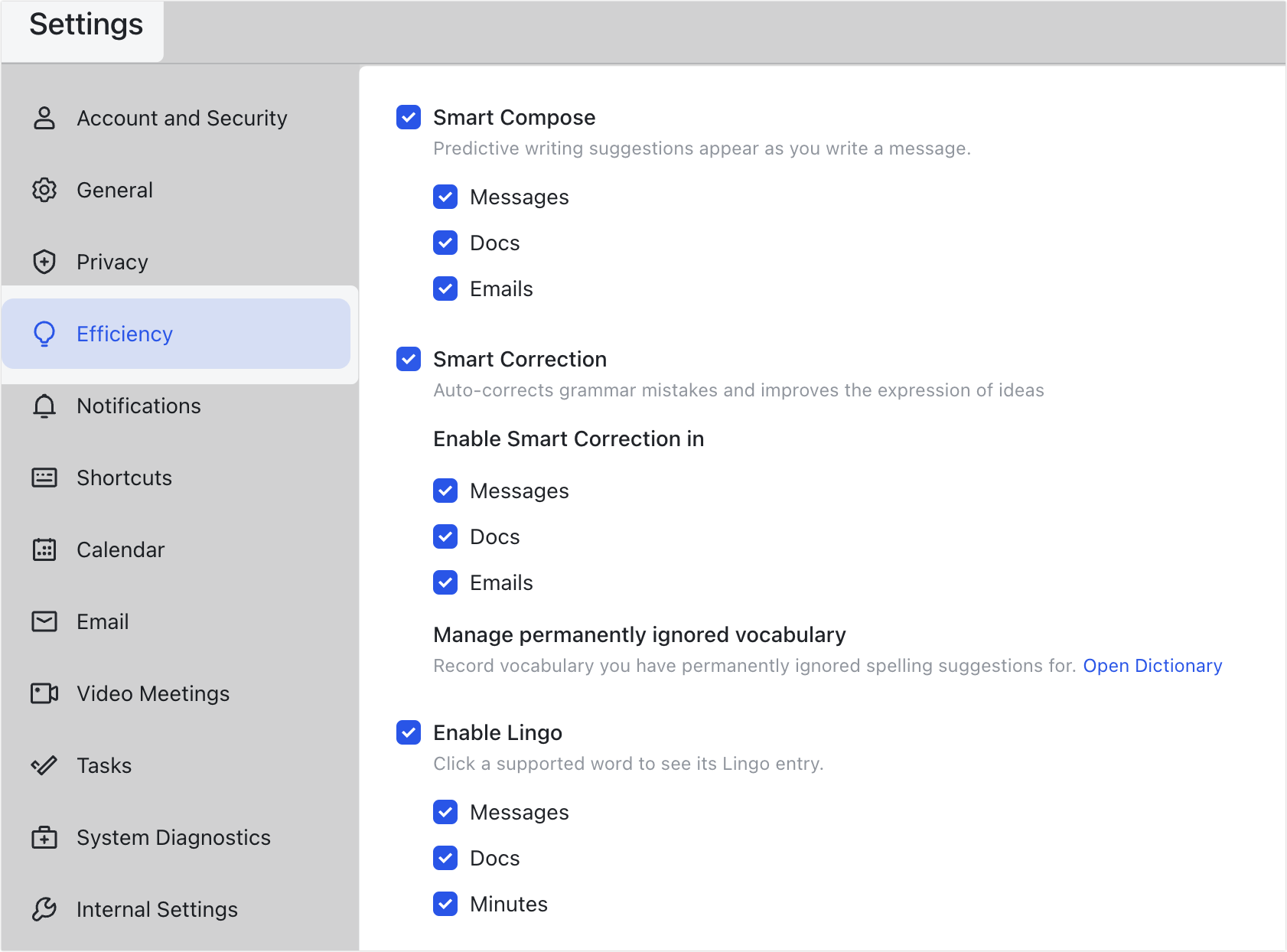 Modify preference settings in Feishu Docs