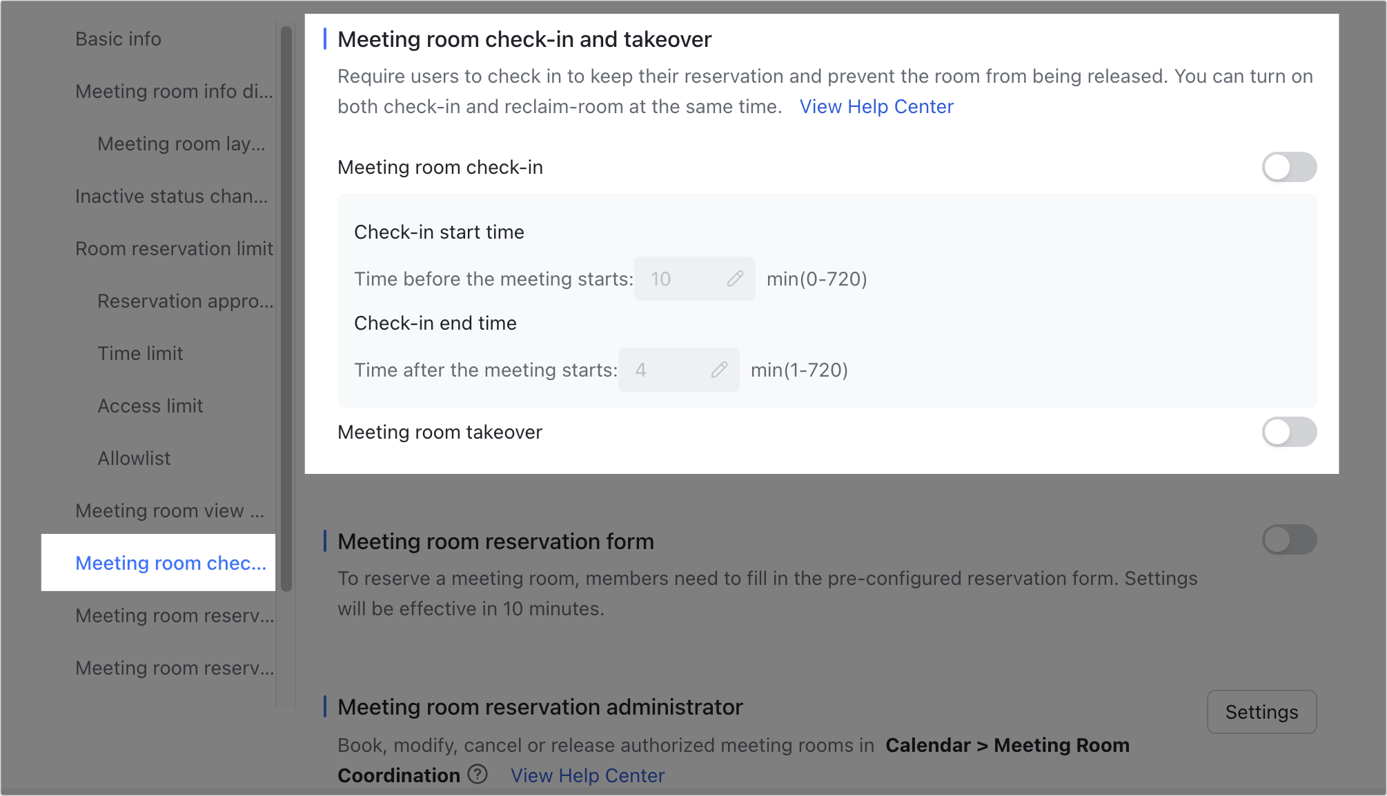 Admin | Set QR code check-in for meeting rooms