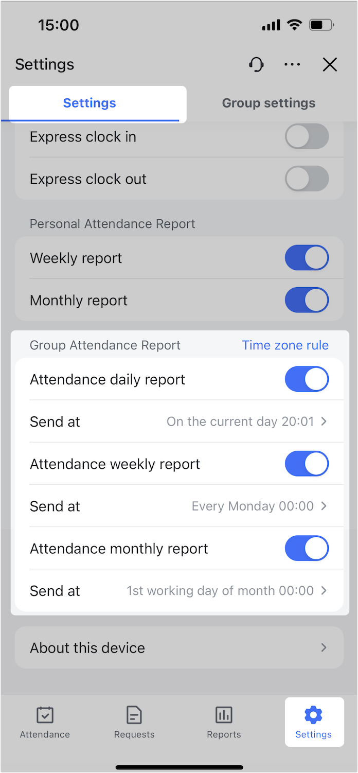 Admin | Receive automatic attendance report of attendance groups