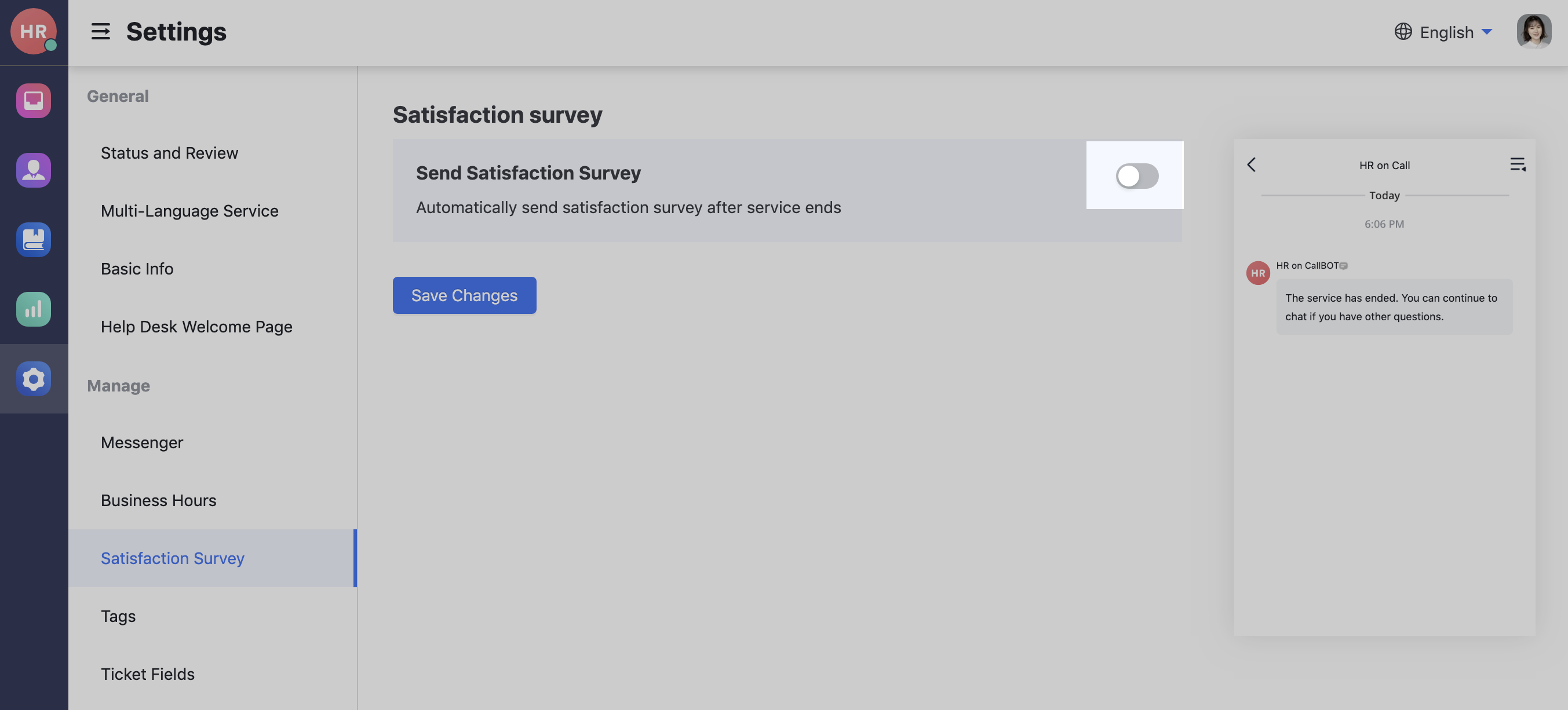 Configure Help Desk satisfaction surveys