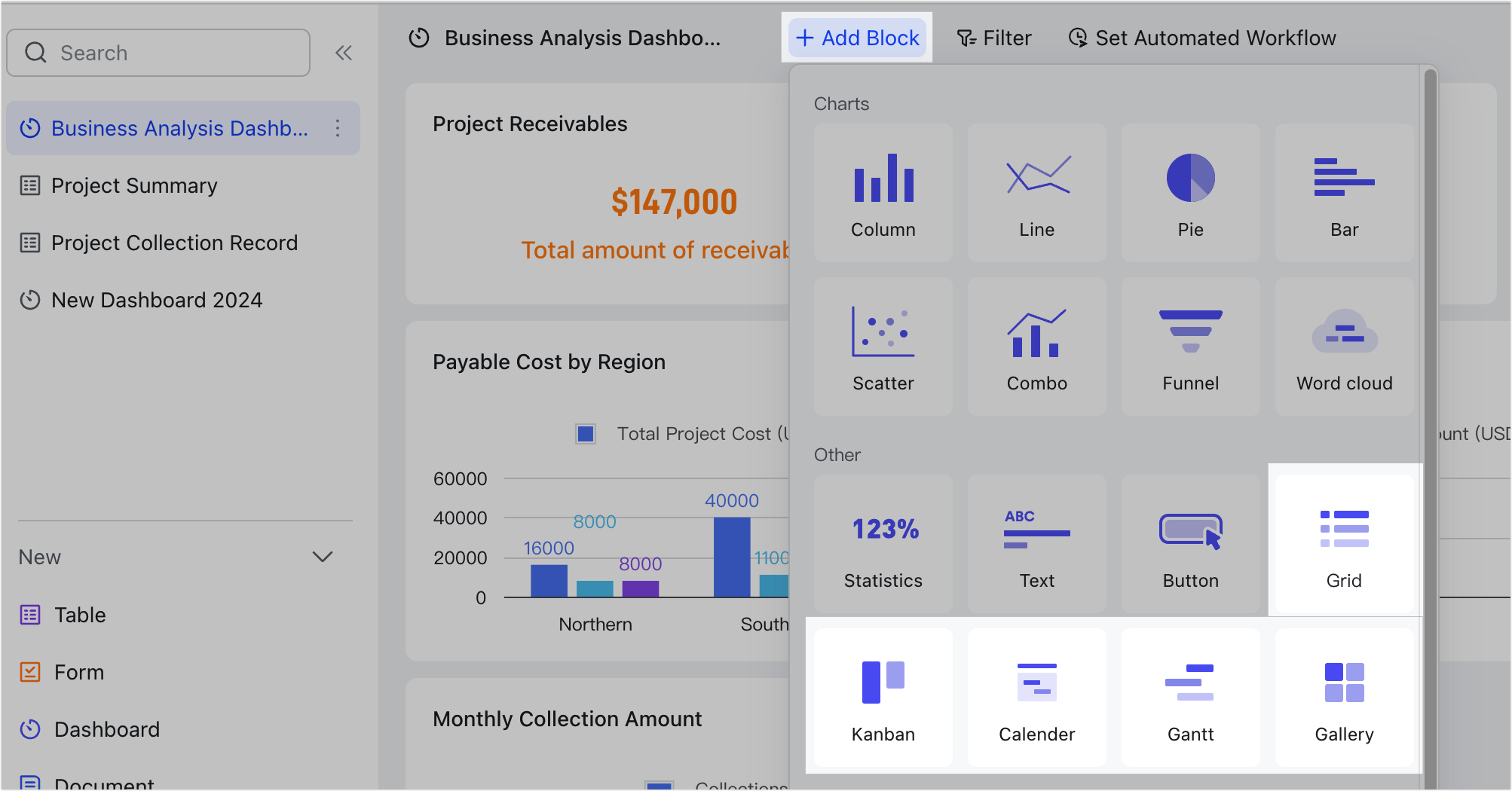 Use view blocks in dashboards