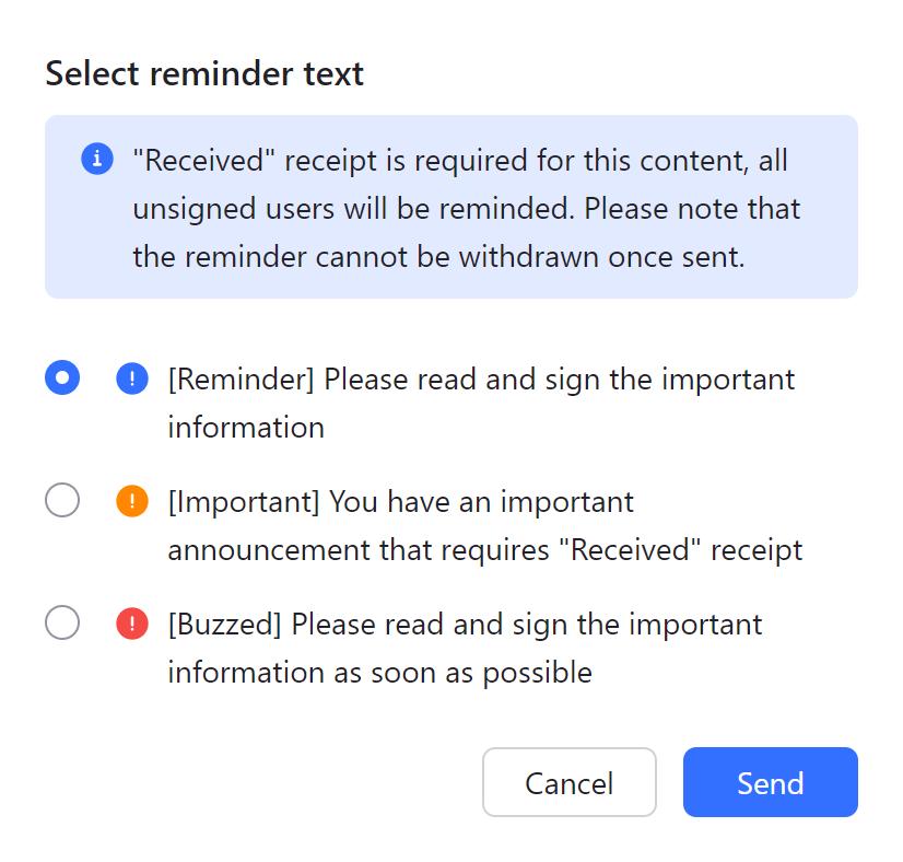 Set up reminders for unread Broadcasters messages