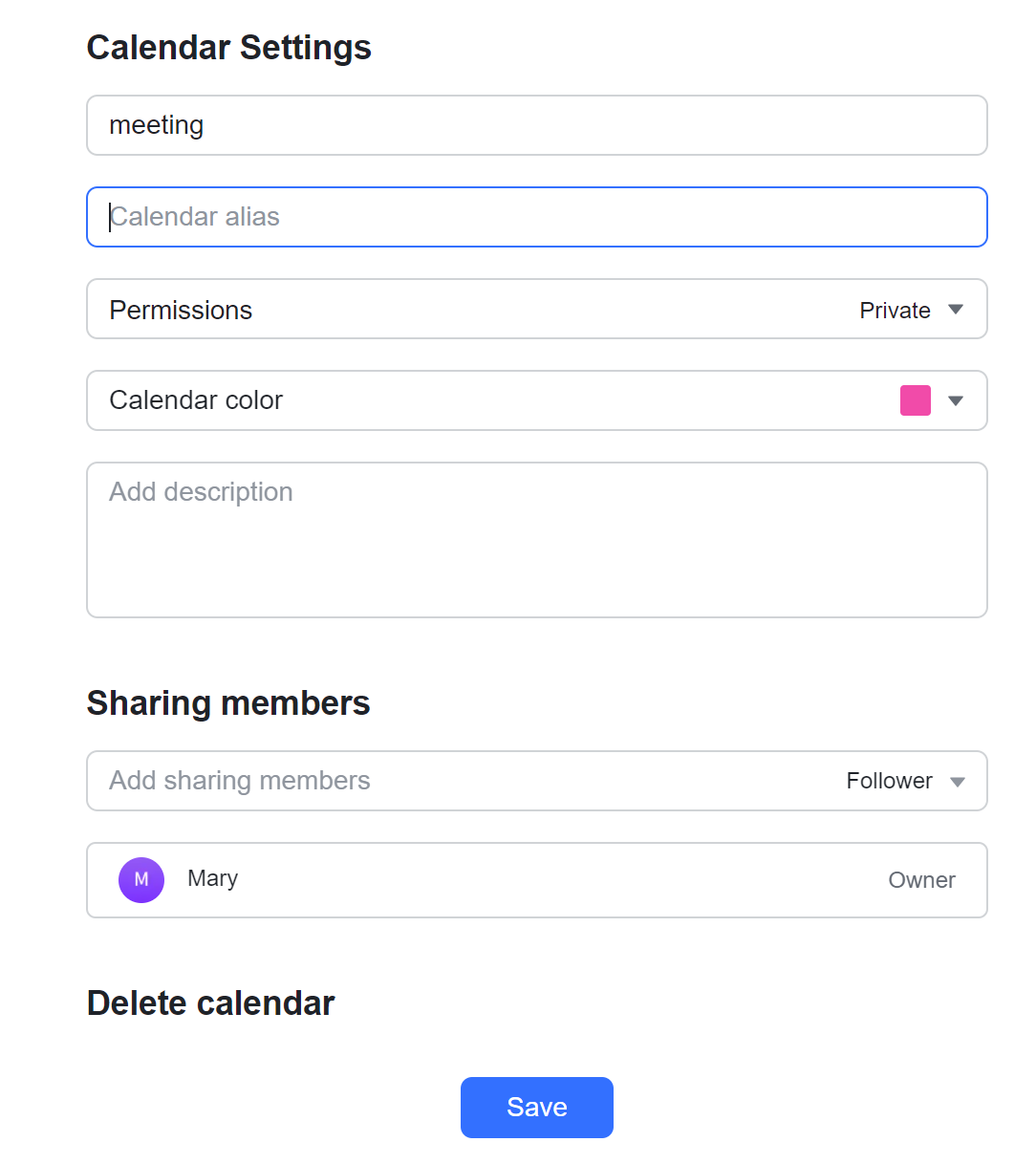 Create and manage personal calendars
