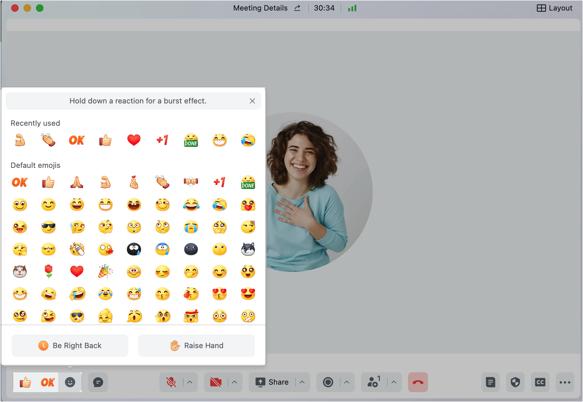 Chat and send emoji reactions in a meeting