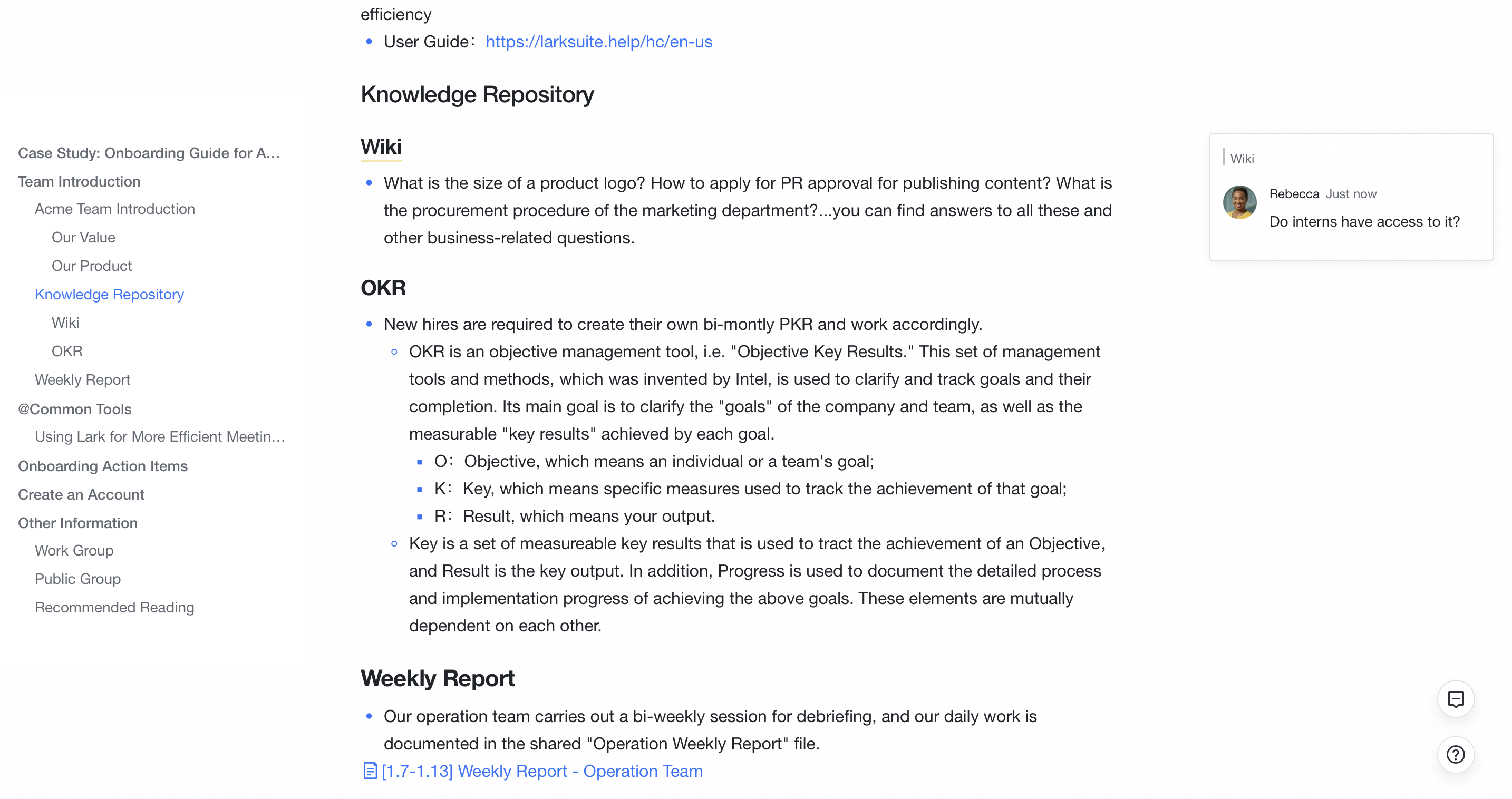 Hassle-free onboarding guide creation with Docs