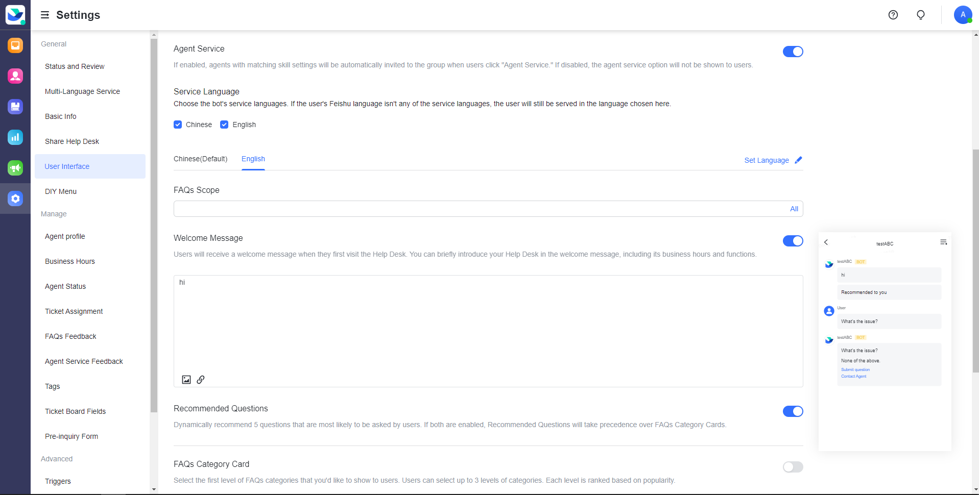 Add and use custom bots in Help Desk