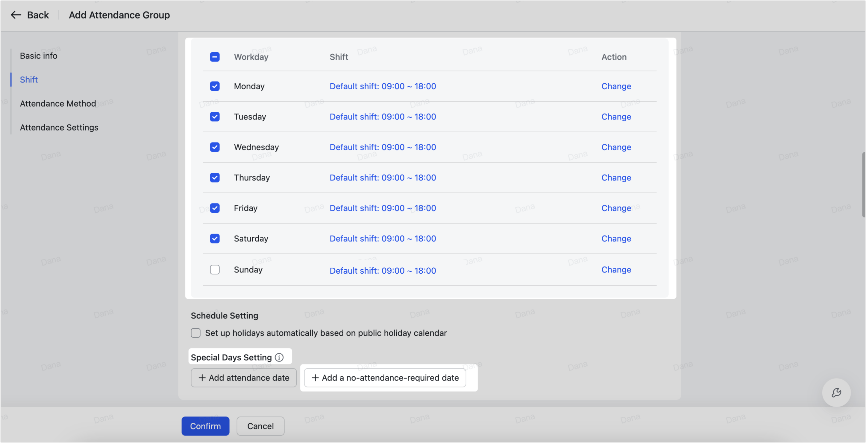 Admin | Set rotating off days