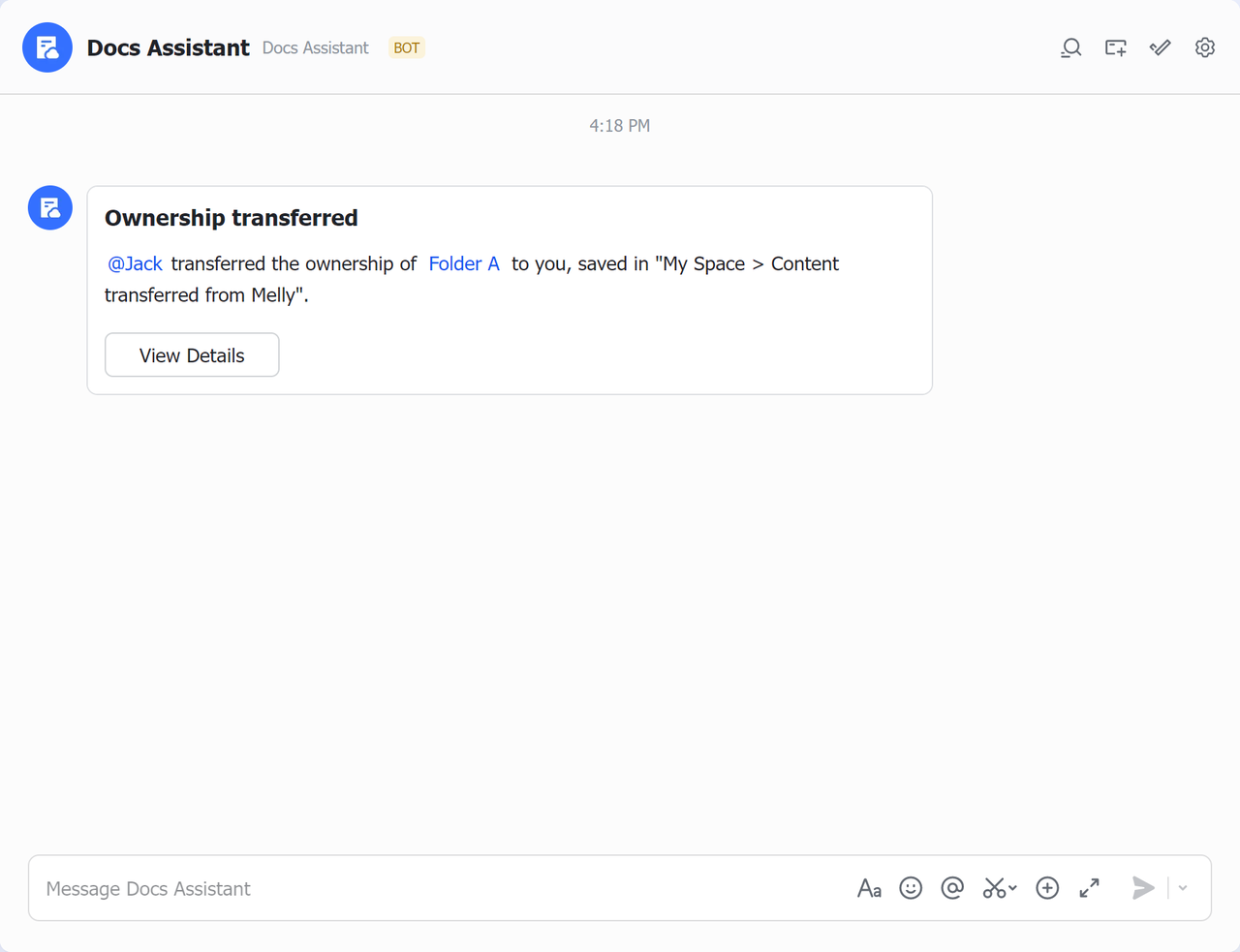 Transfer document ownership in bulk