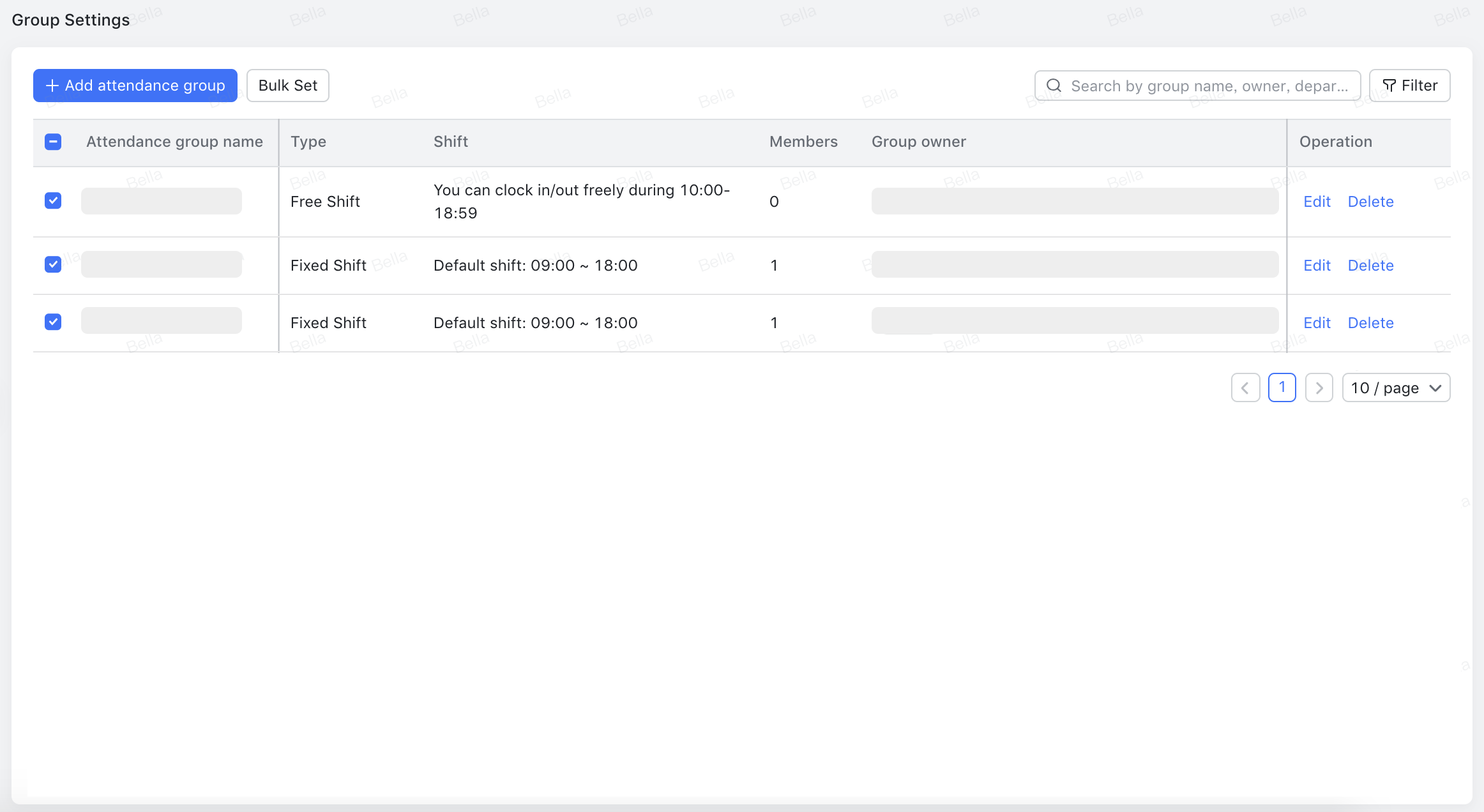 Admin | Set attendance groups in batches