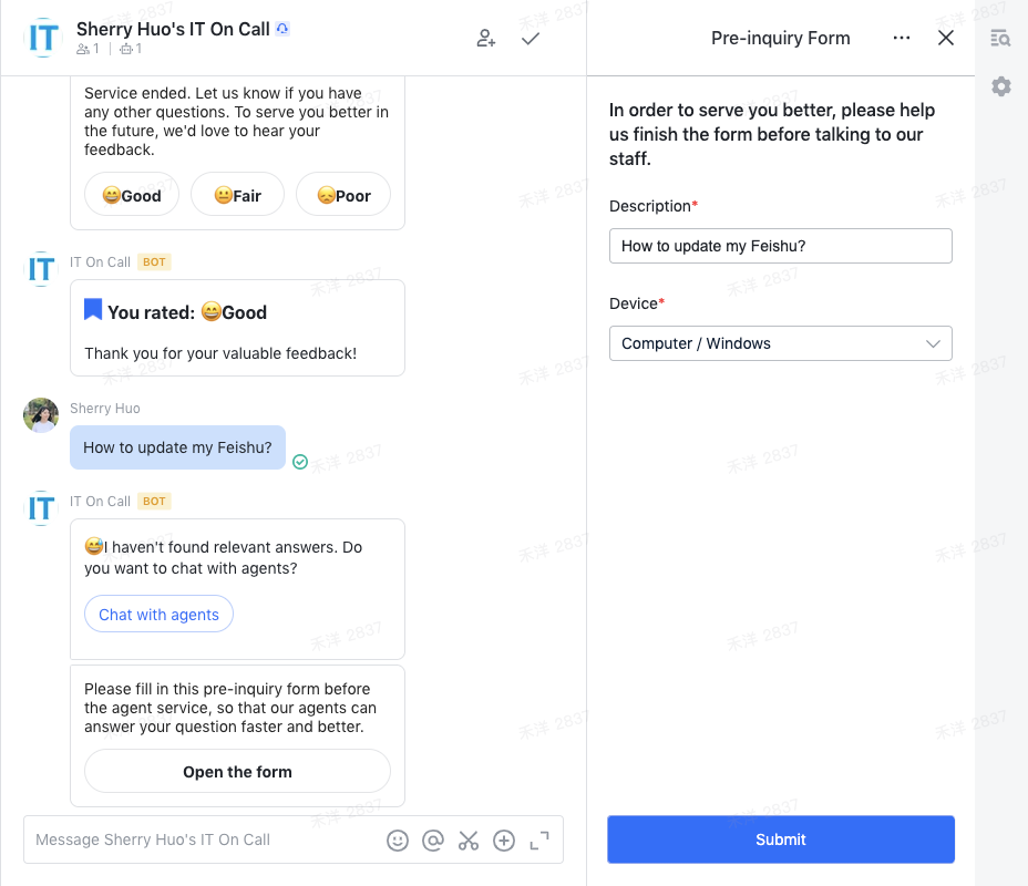 Configure Help Desk pre-inquiry forms