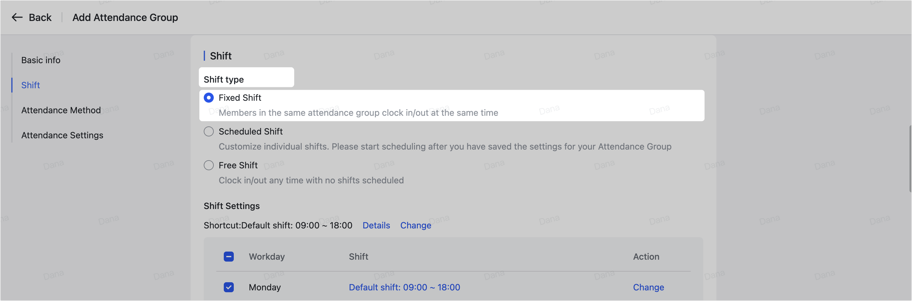 Admin | Set up fixed-shift attendance