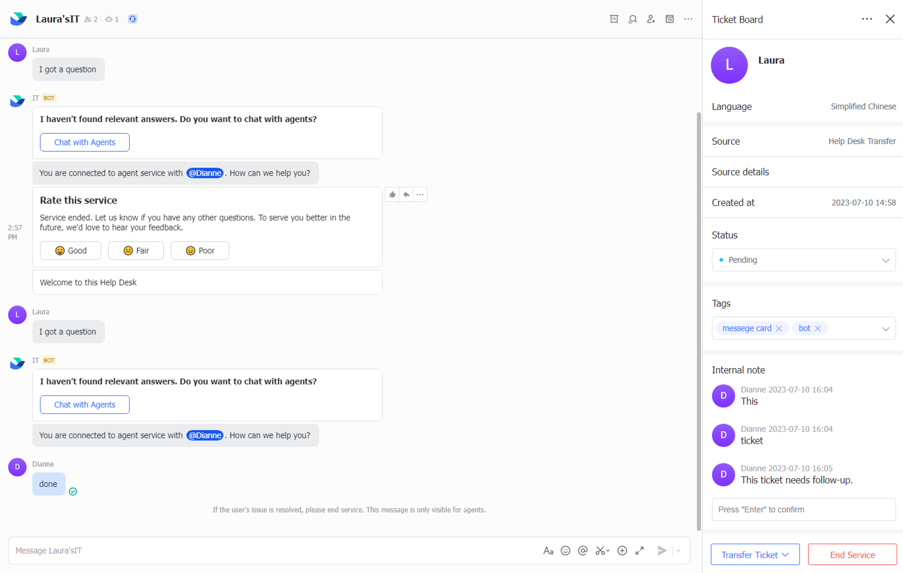 Use the Help Desk ticket board
