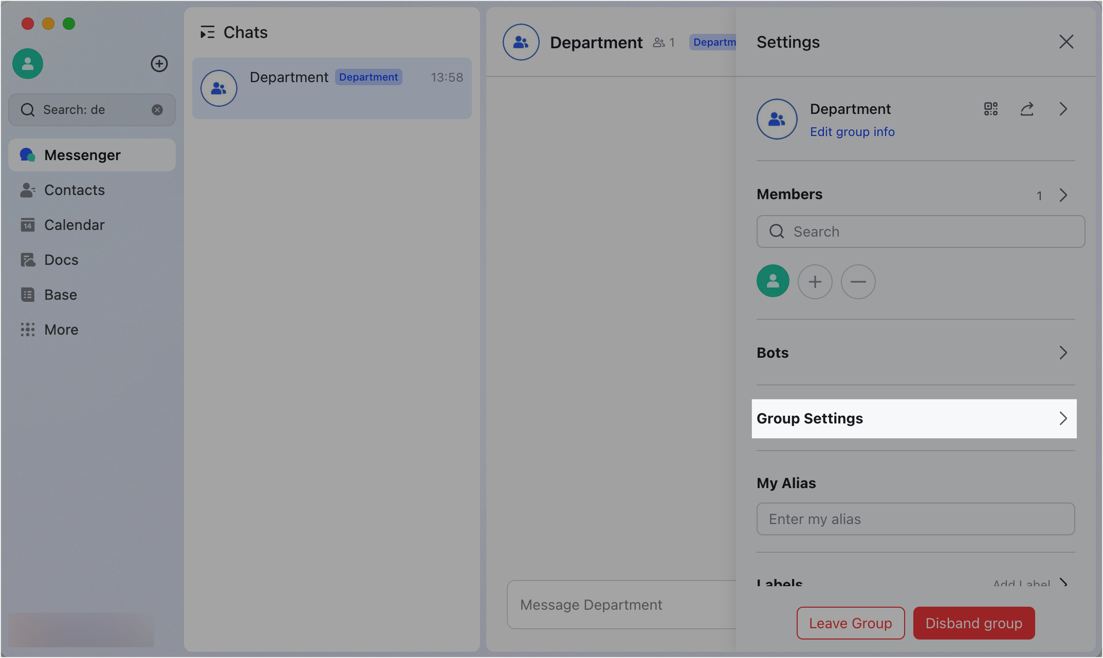 Create rules for department members to automatically join a group chat