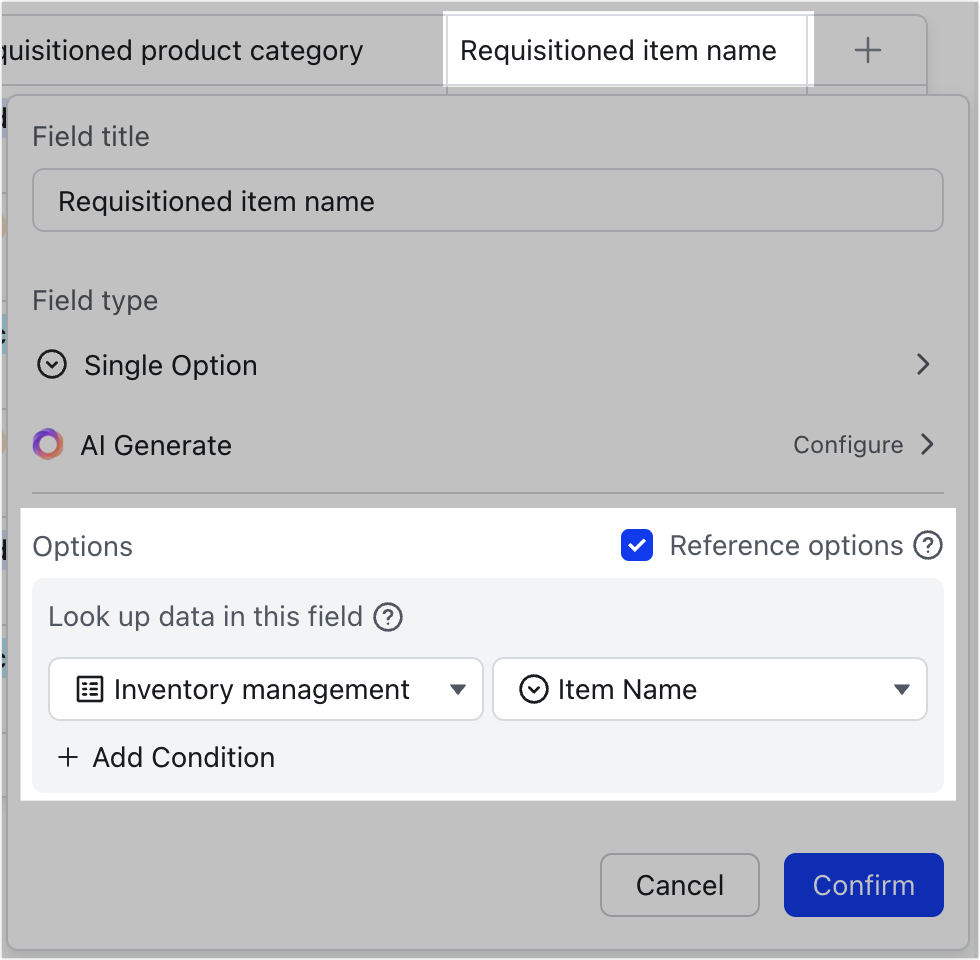 Create hierarchical relationships with single and multiple options fields