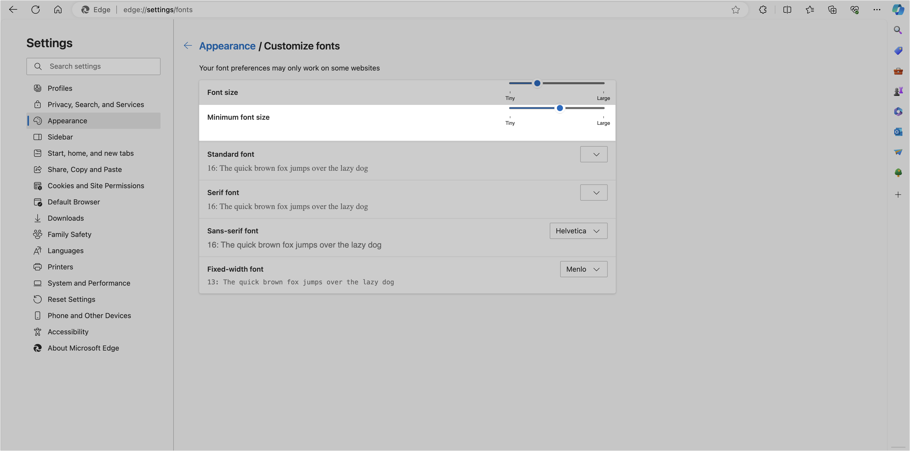 Why can't the font size in the slides be displayed correctly in the browser?