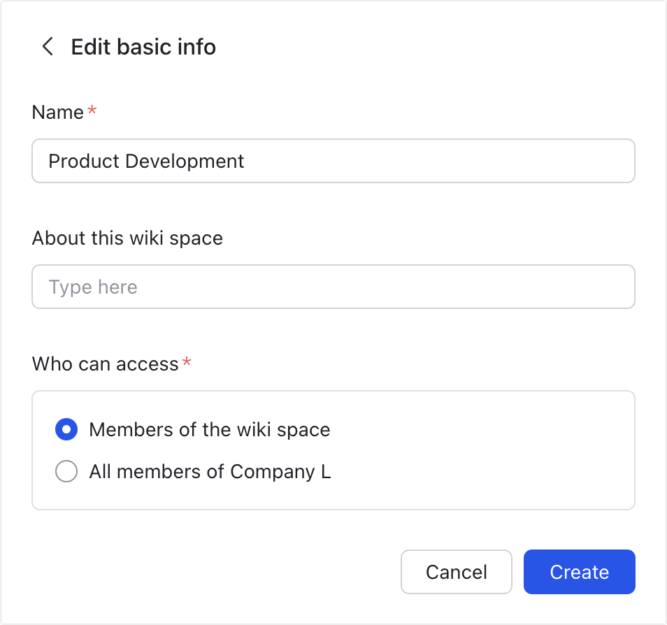Create a wiki space