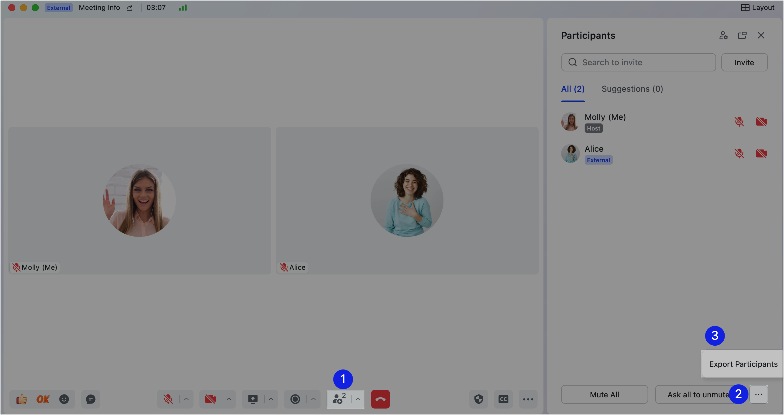 View and export participant statistics